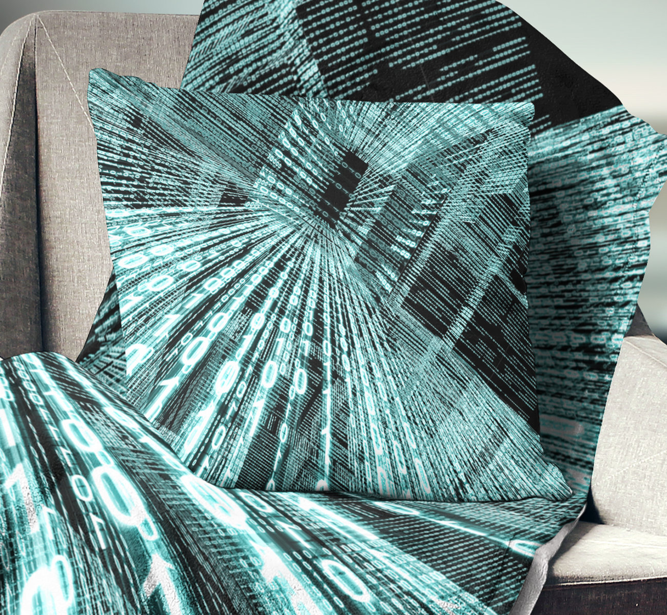 Design Art Binary Code - Abstract Printed Pillow | Wayfair