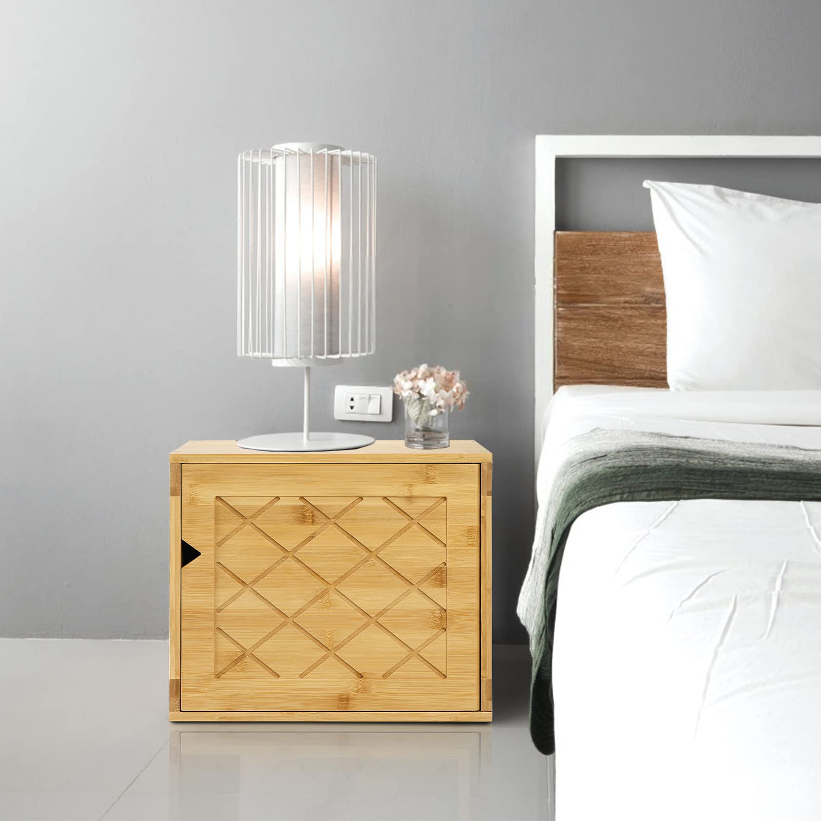 Ebern Designs Cube Storage Organizer, Bamboo Cube Bookshelf, Stackable ...