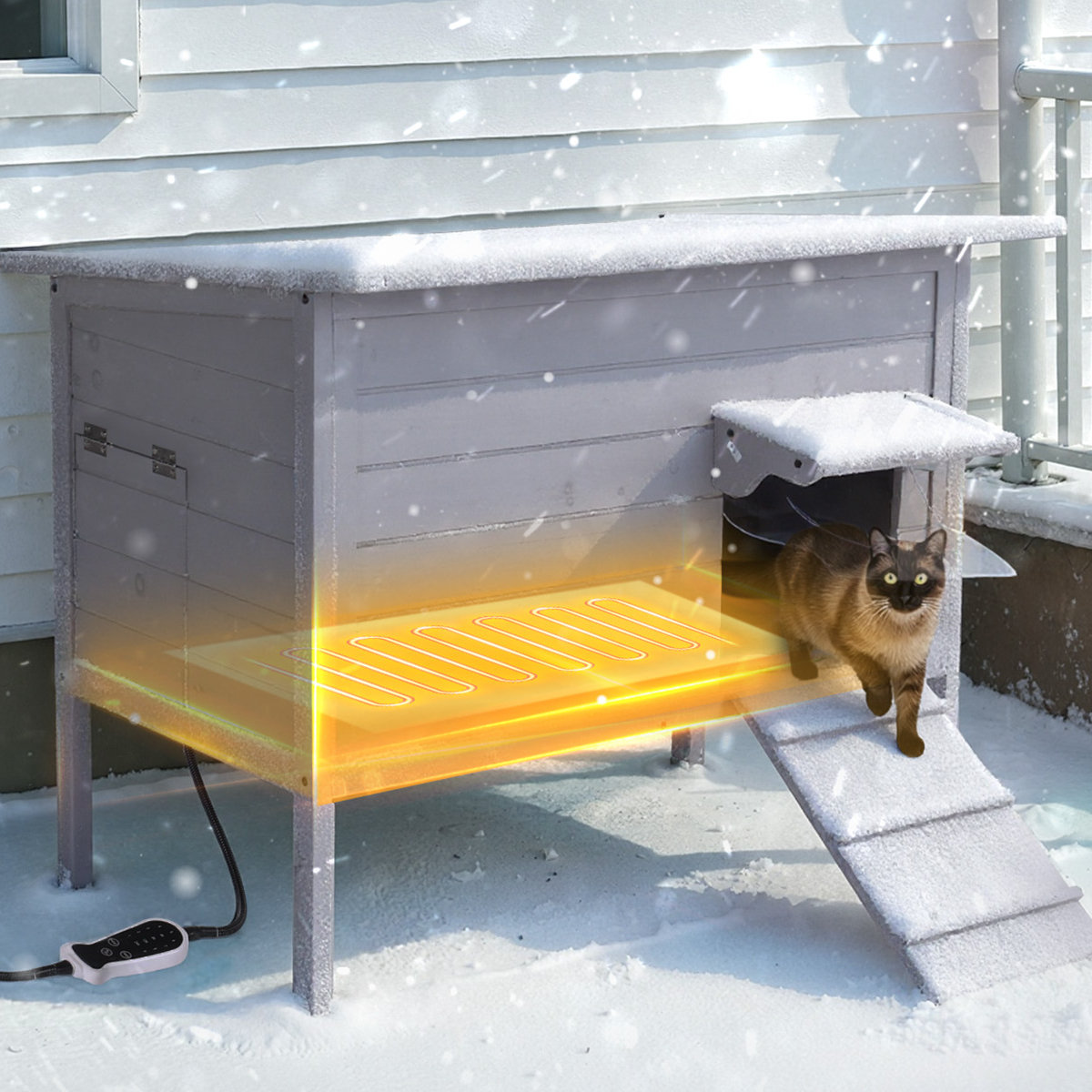 Tucker Murphy Pet™ Heated Cat House Feral Kitty Shelter with Heater for ...