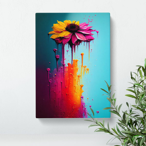 Brambly Cottage Paint Drip Flower No.4 Abstract - Wrapped Canvas Print ...