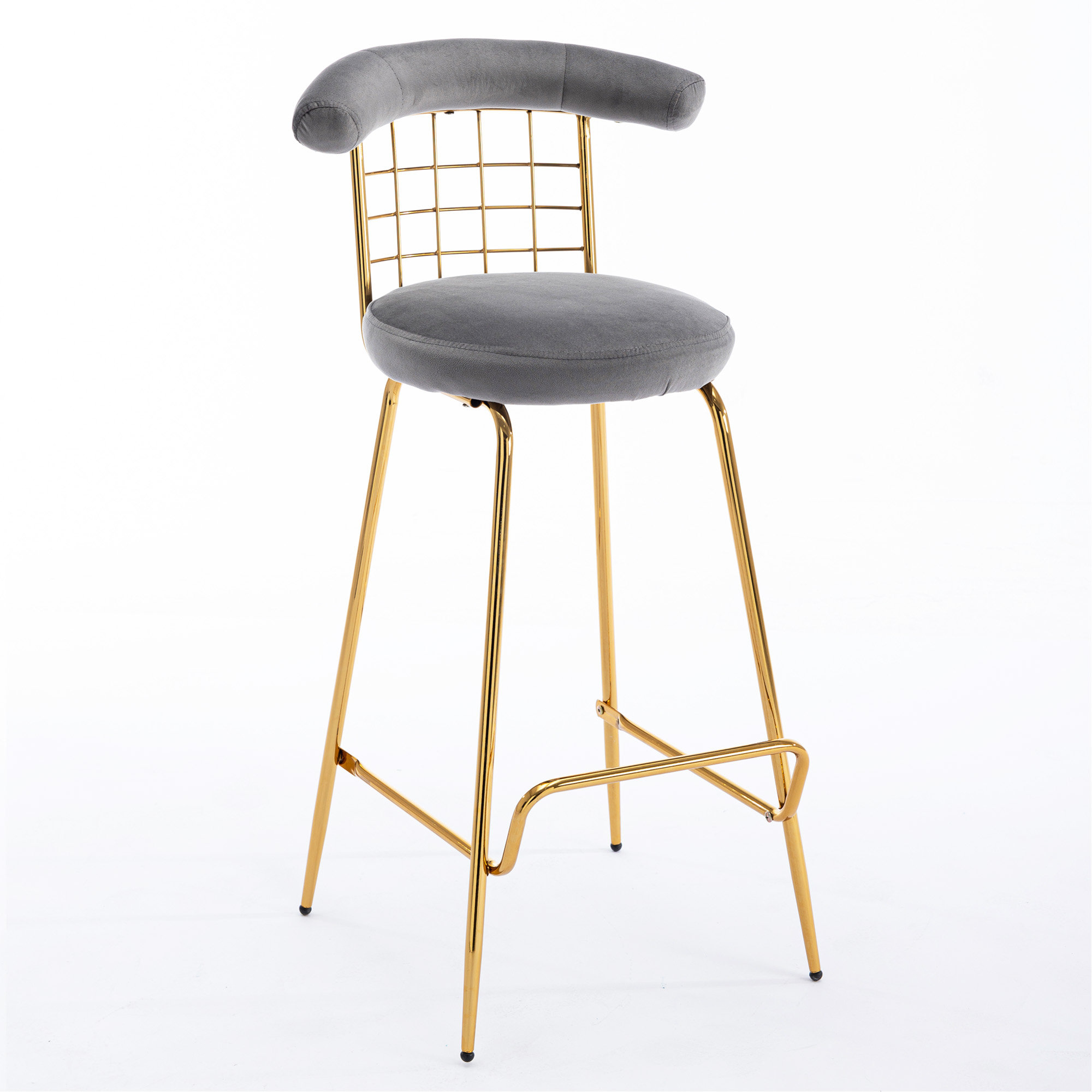 Mercer41 Luxury Velvet High Bar Stool Set Of 2 With Metal Legs And Soft ...
