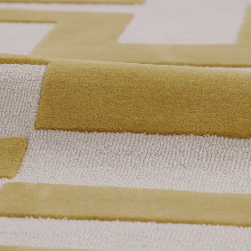 LOOMY Handmade Wool/Cotton Mustard Yellow Area Rug | Wayfair