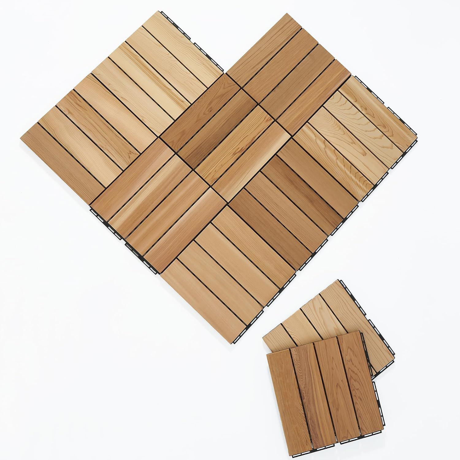Silodo 10 pieces of cedar wood parquet floor tiles - cedar sauna floor ...