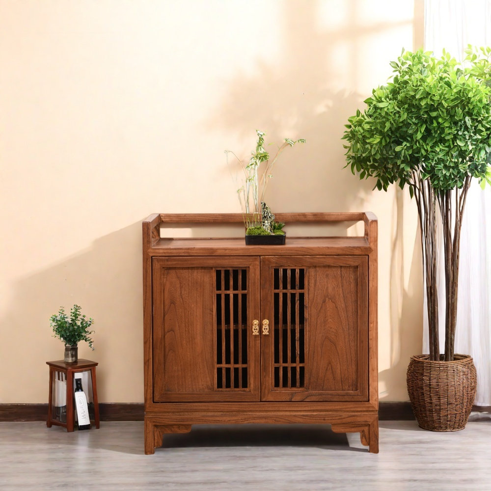 Wu's StylishVault Solid Old Elm Wood Console Cabinet | Wayfair