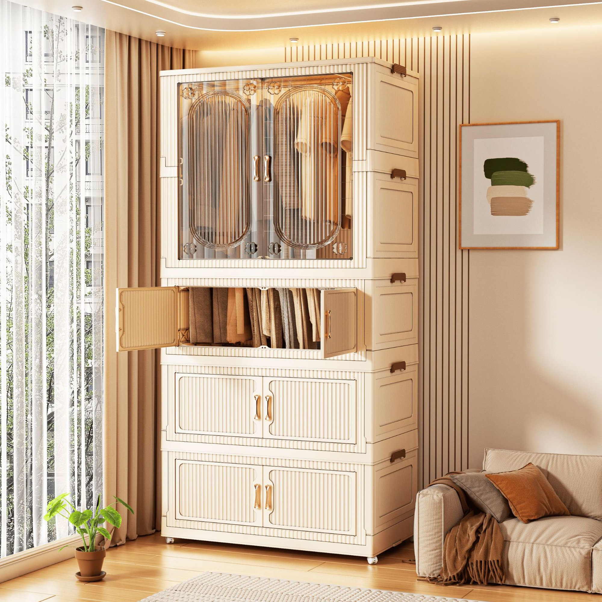 Rebrilliant Family Storage Cabinet, Simple Wardrobe, Household Clothes ...