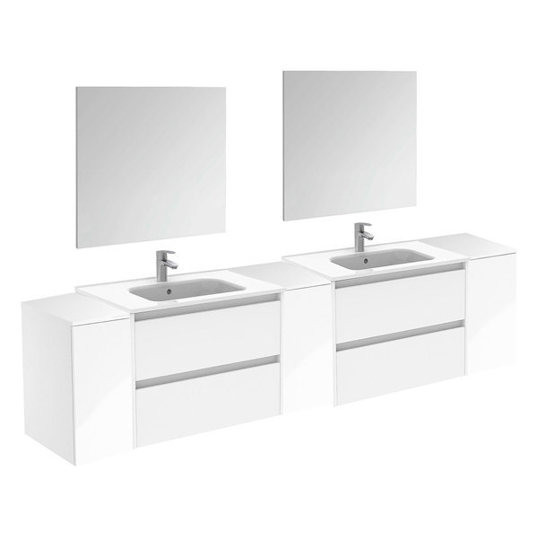 Latitude Run® Evant 100'' Double Bathroom Vanity with Ceramic Top with ...