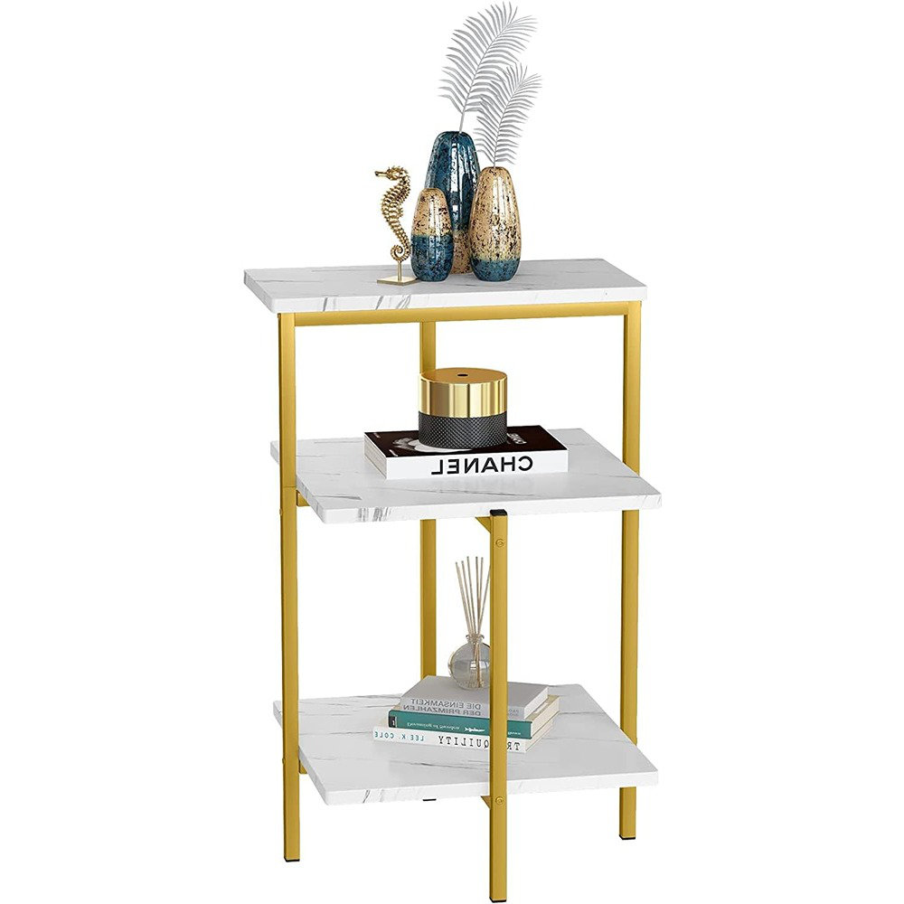 Mercer41 Small End Table,3-Tier Gold Side Table,Rectangle Bedside ...
