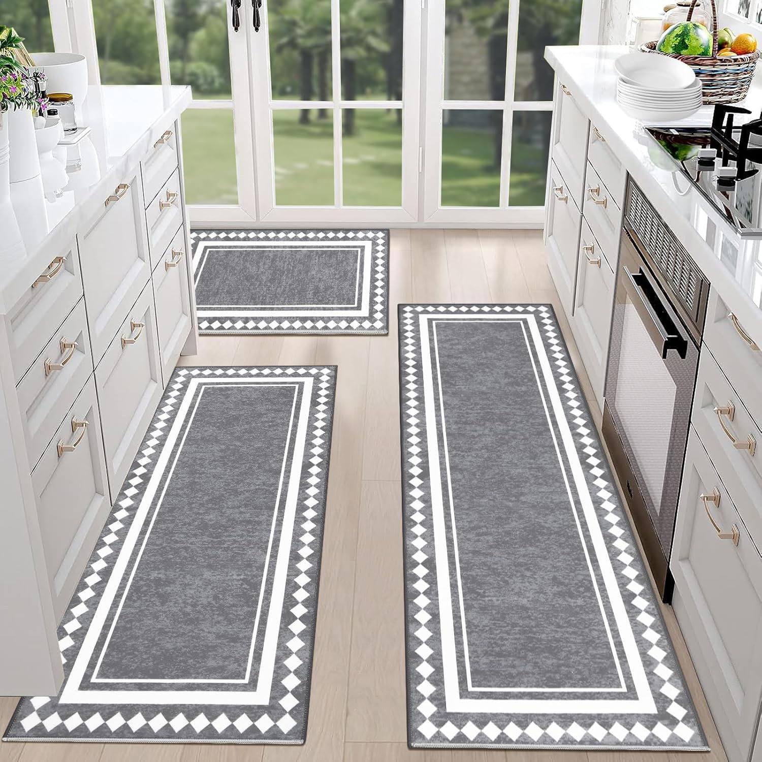 Hokku Designs Farmhouse Kitchen Rugs Sets of 3 Non Slip Washable ...