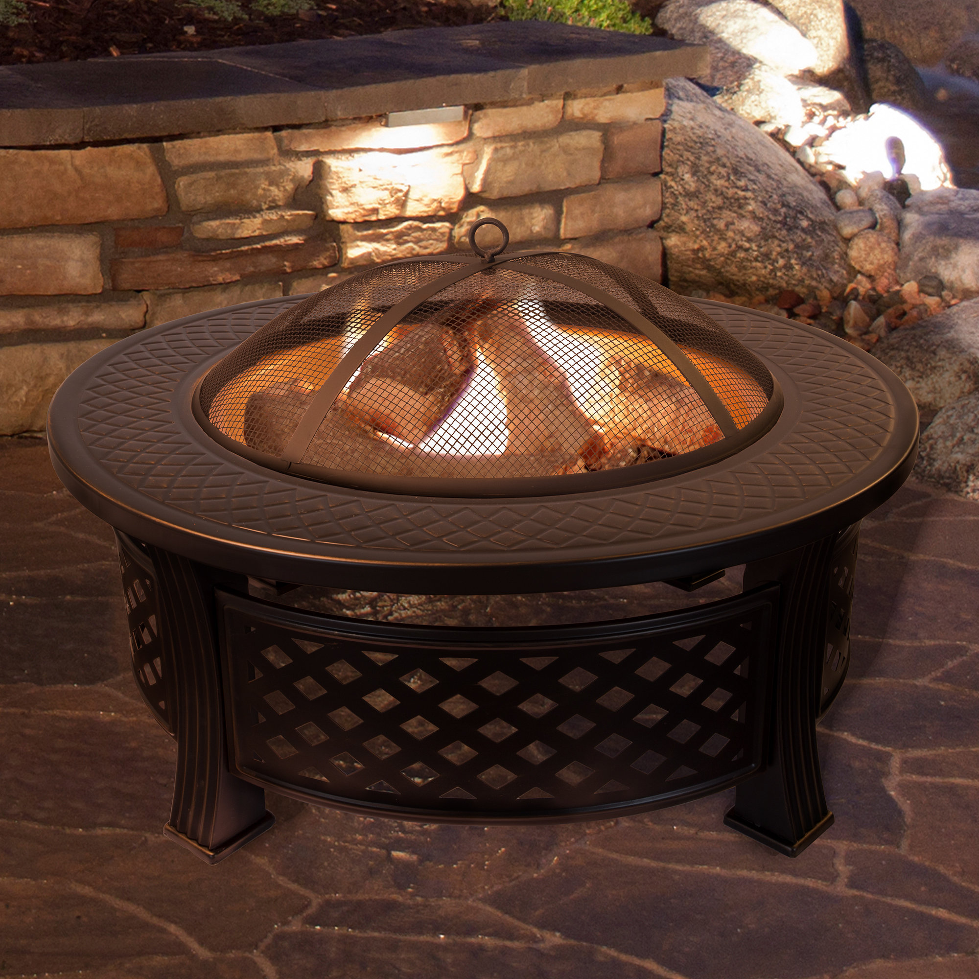 Sol 72 Outdoor™ Adriana Fire Pit - 32-Inch Outdoor Fireplace with Spark ...