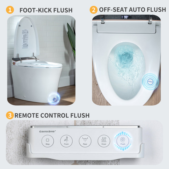 Casta Diva Smart Toilet with Built-in Tank, Auto Open/Close Lid, Smart ...
