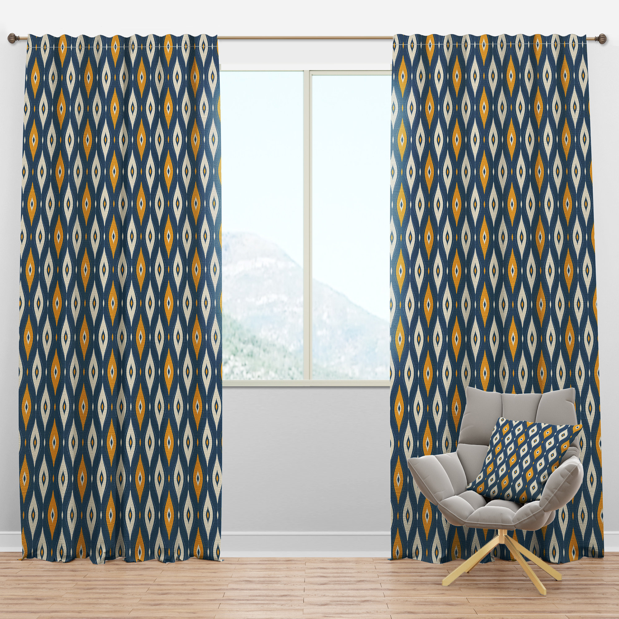 Design Art Retro Abstract Pattern II - Abstract Curtain - Velvet Room ...