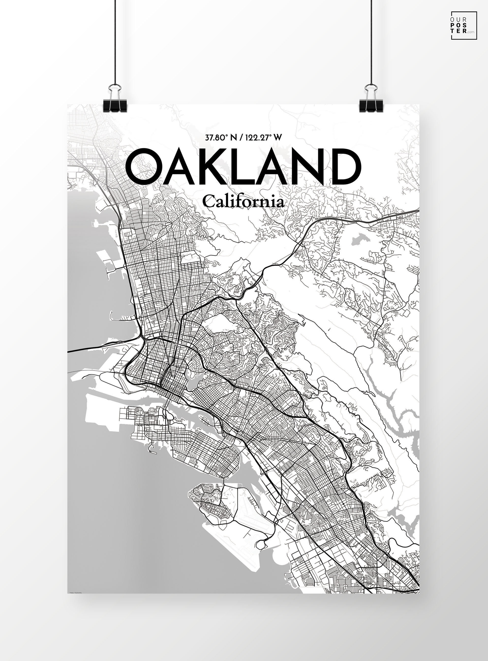 OurPoster.com Oakland City Map On Paper Print | Wayfair