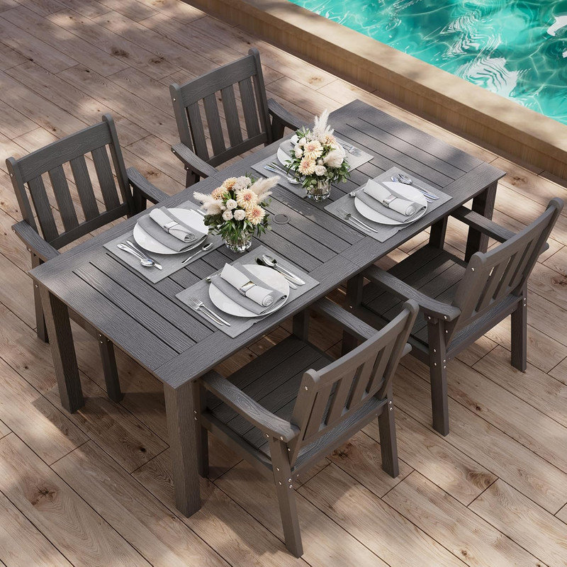 Red Barrel Studio® All Weather Rectangular HIPS Outdoor Patio Dining ...