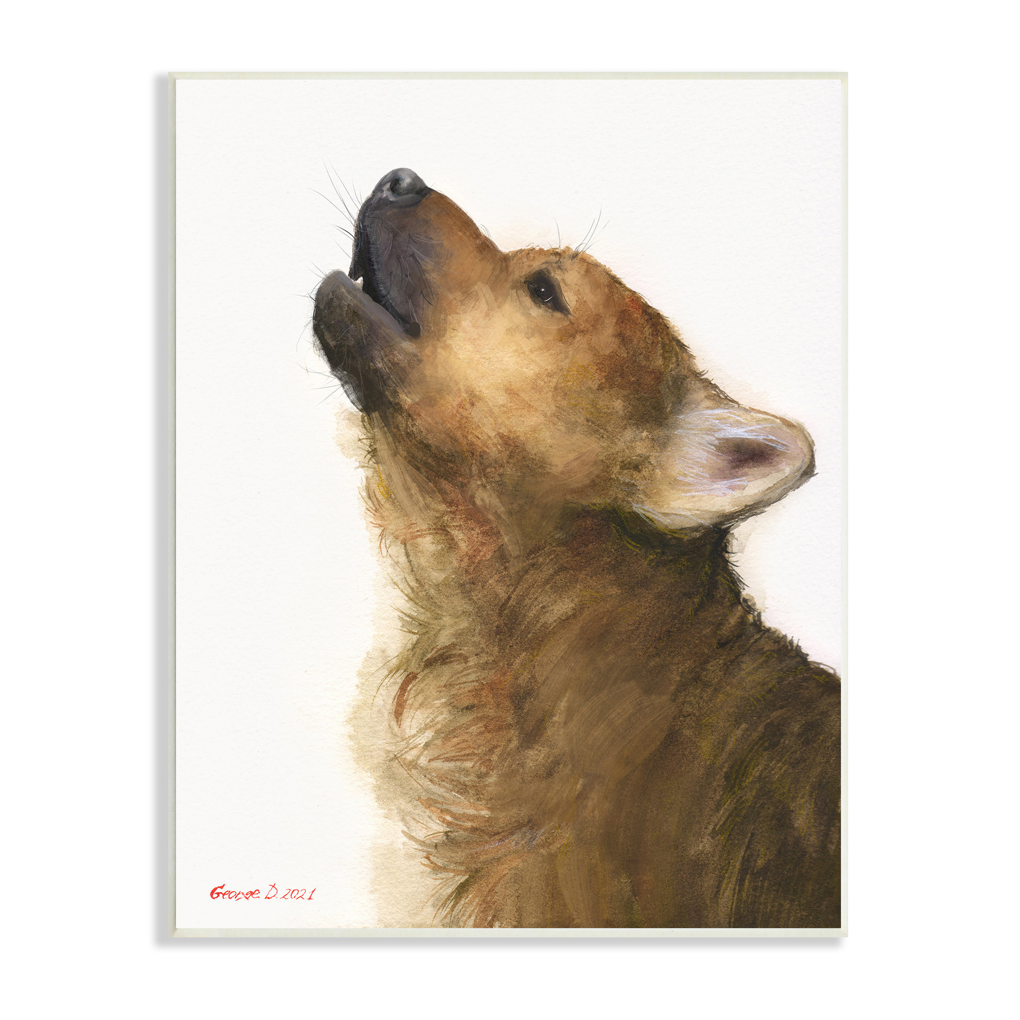 Stupell Industries Howling Brown Dog Portrait Intricate Details ...
