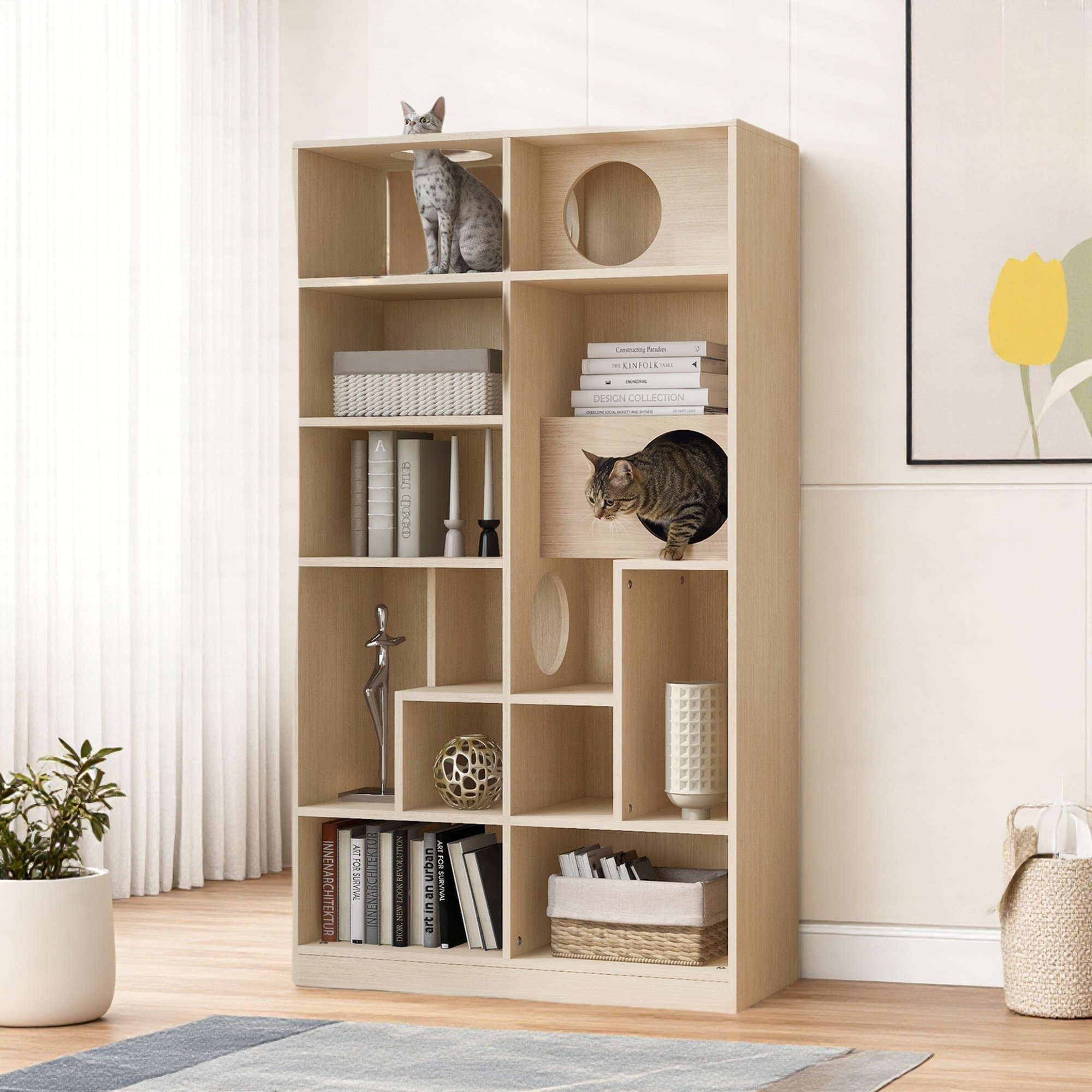 Archie & Oscar™ Modern Cat Bookcase Cat Tree Shelves With Storage ...