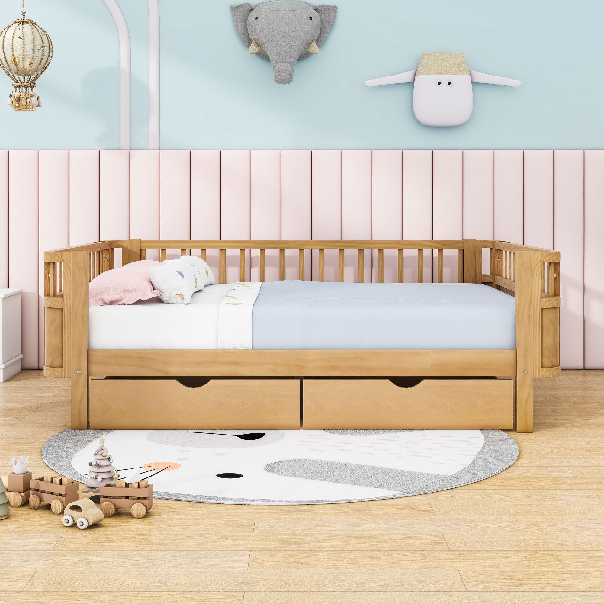 Harriet Bee Versatile Wooden Bed With Wheeled Storage Drawers - Wayfair ...