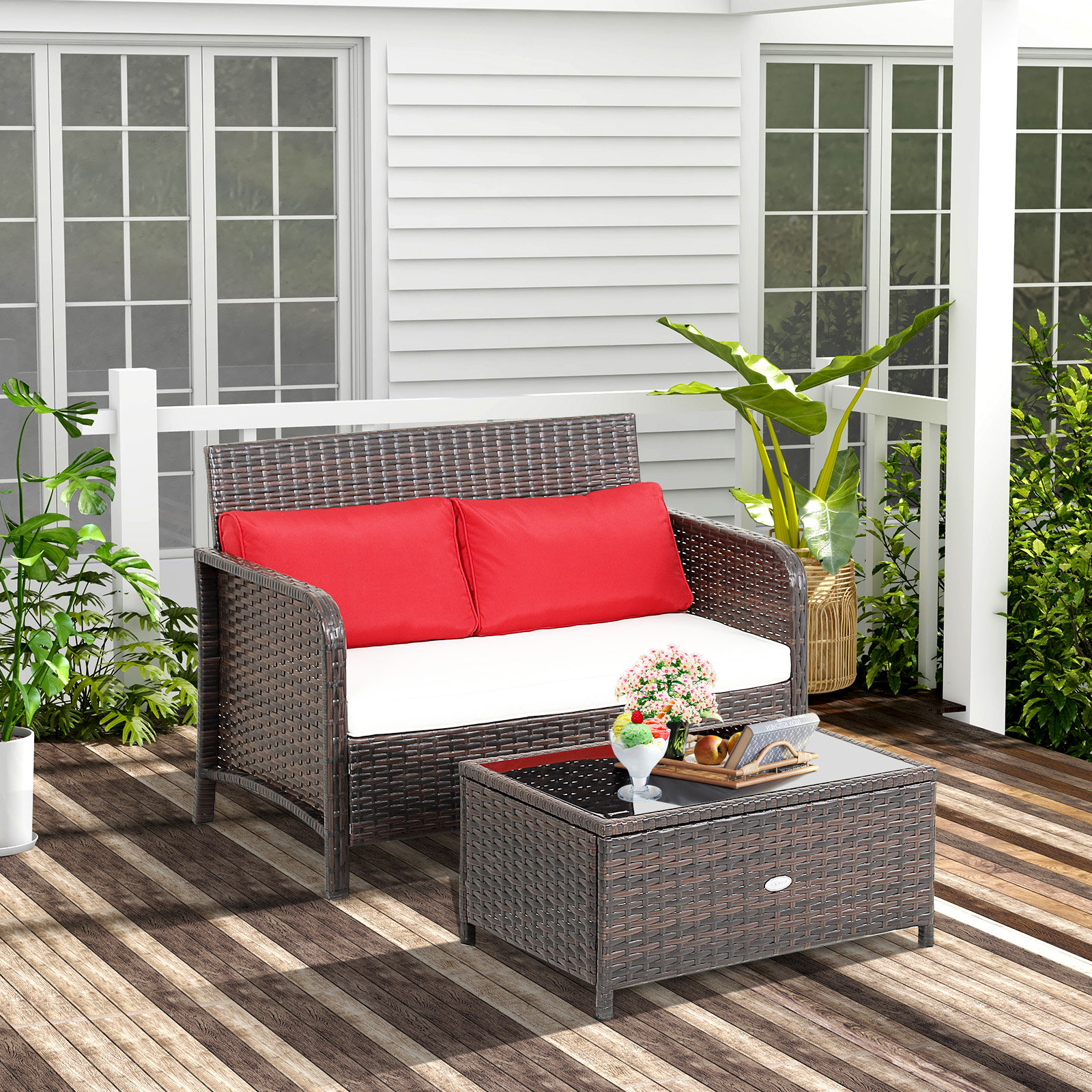 Winston Porter Briniyah 2 Piece Rattan Seating Group with Cushions ...