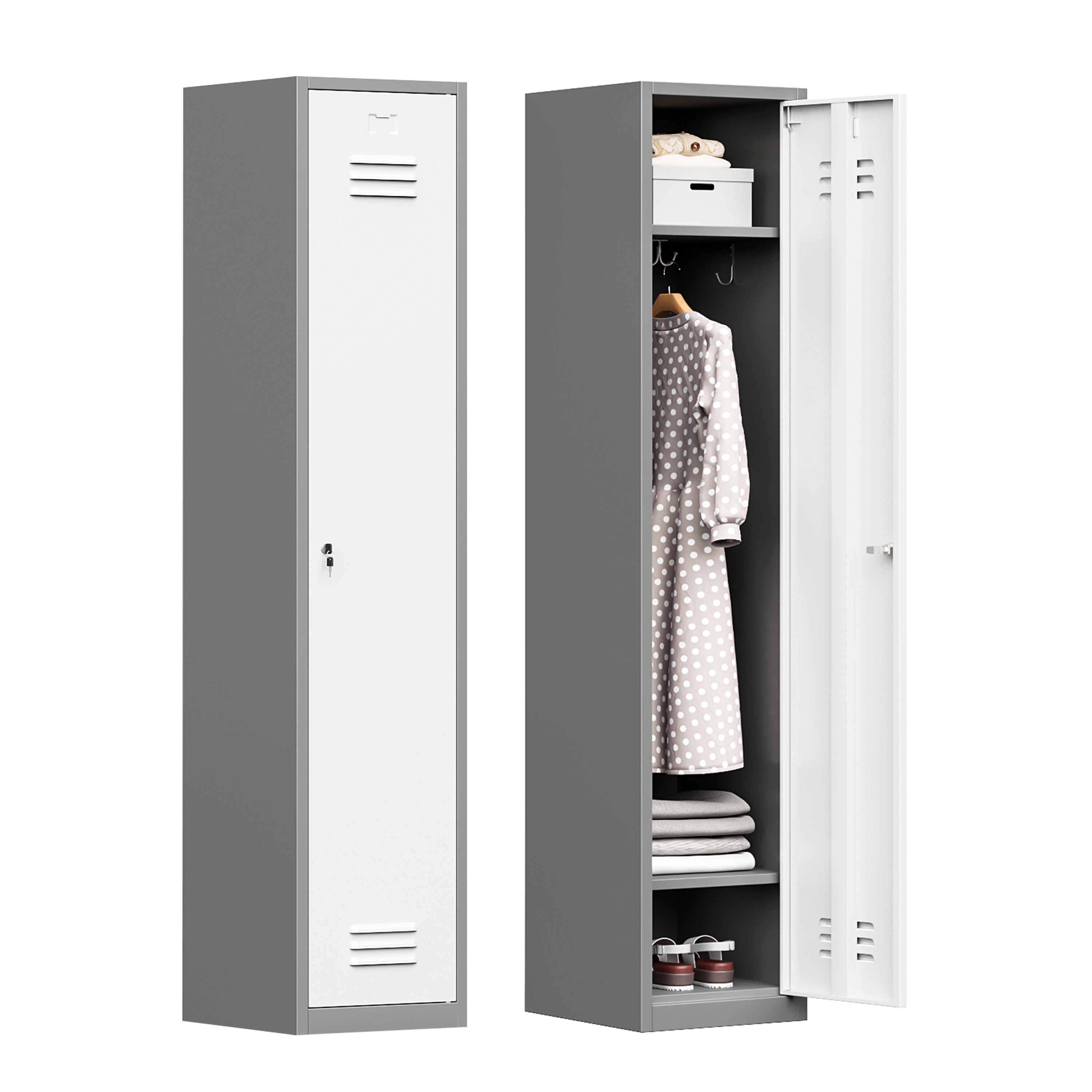Inbox Zero 71" Metal Locker, Metal Lockers For Employees, Locker ...