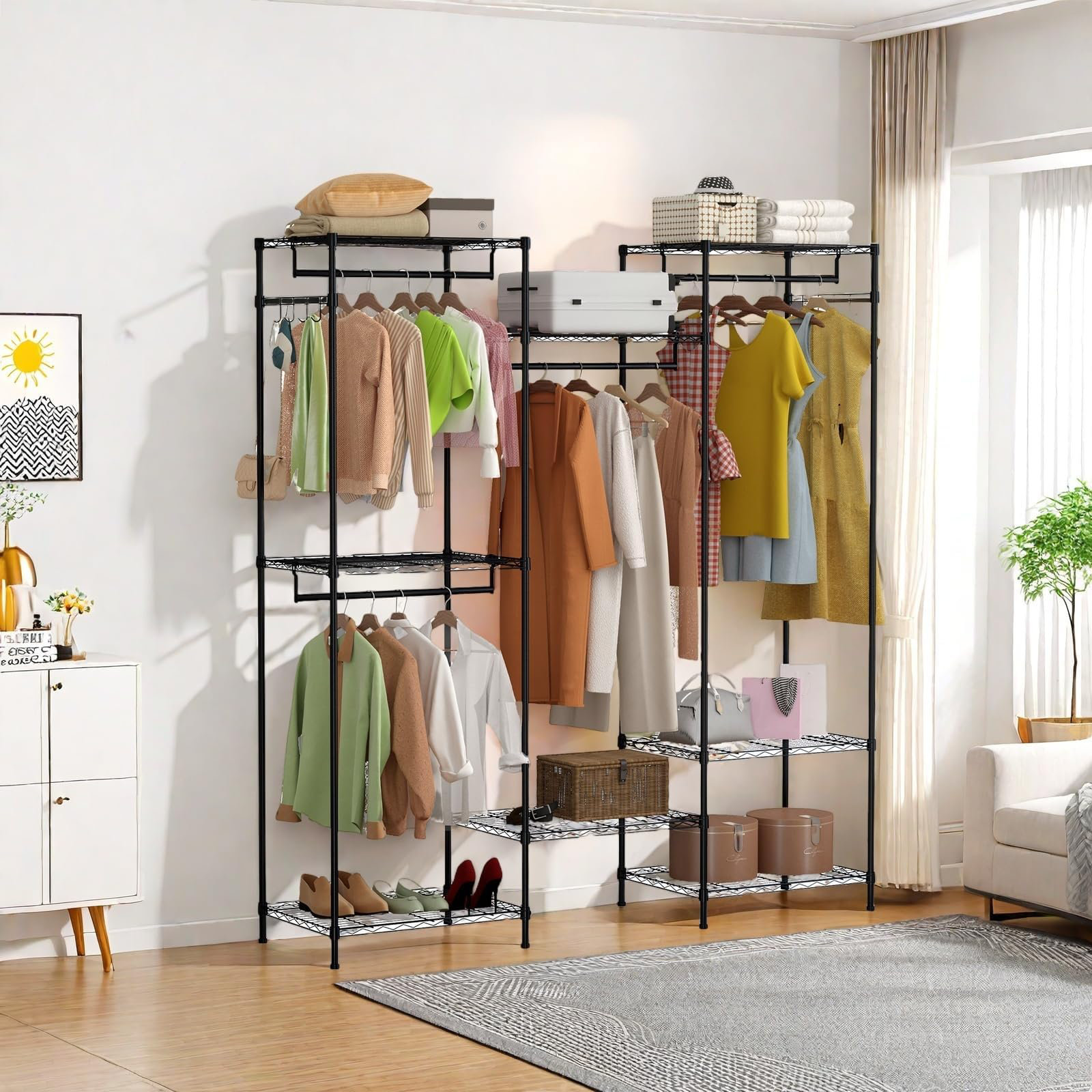 Rebrilliant 67" Portable Closet Wardrobe, Freestanding Adjustable ...