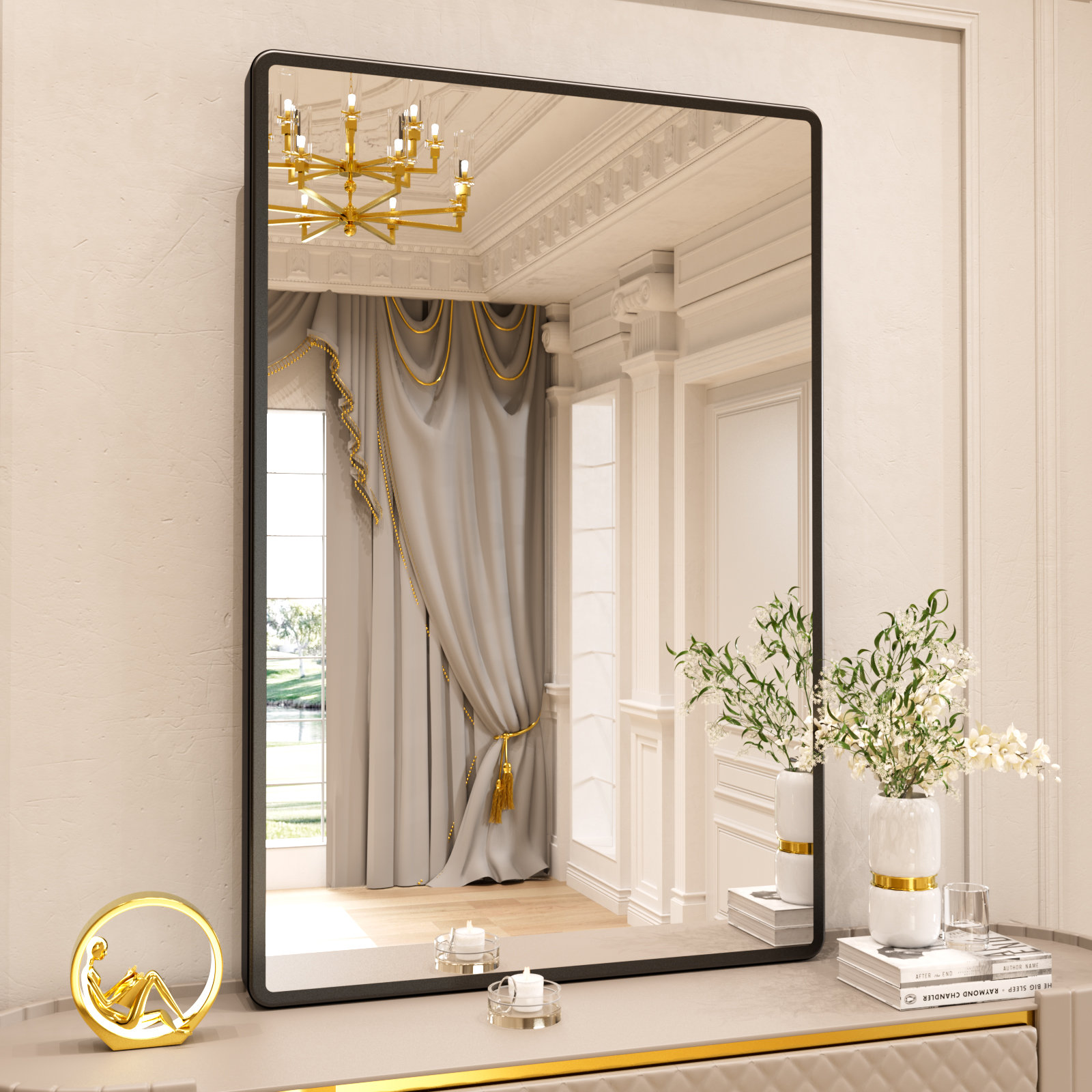 Ebern Designs Rectangle Aluminum Framed Vanity Mirror with Tempered ...