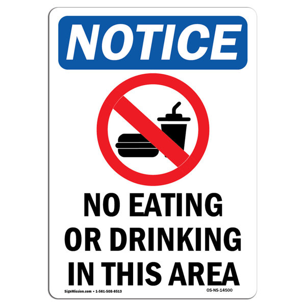 SignMission No Eating or Drinking Sign with Symbol | Wayfair