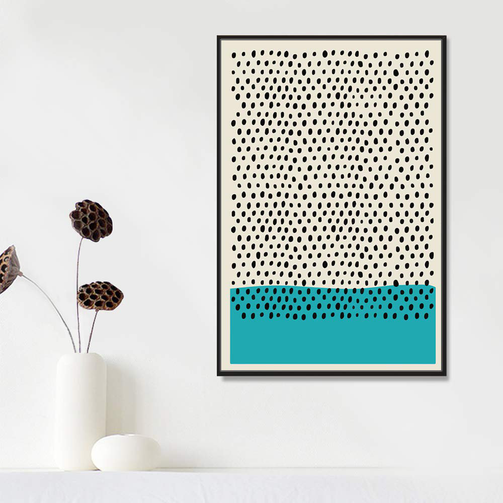 IDEA4WALL Abstract Vibrant Color Blocks Black Dots with Teal Color ...
