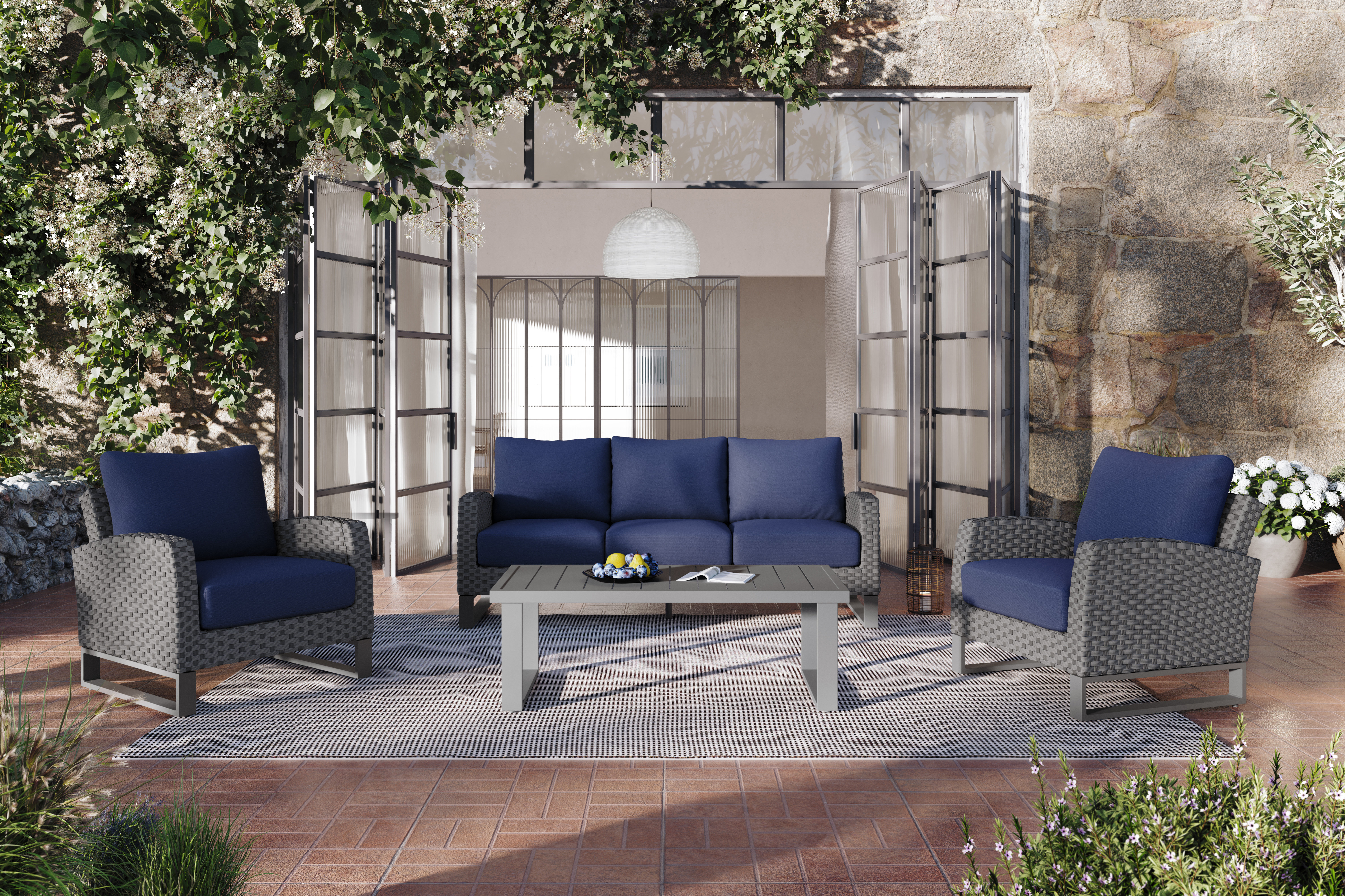 Latitude Run® Sabreea 4-Piece Wicker Outdoor Patio Conversation Set ...