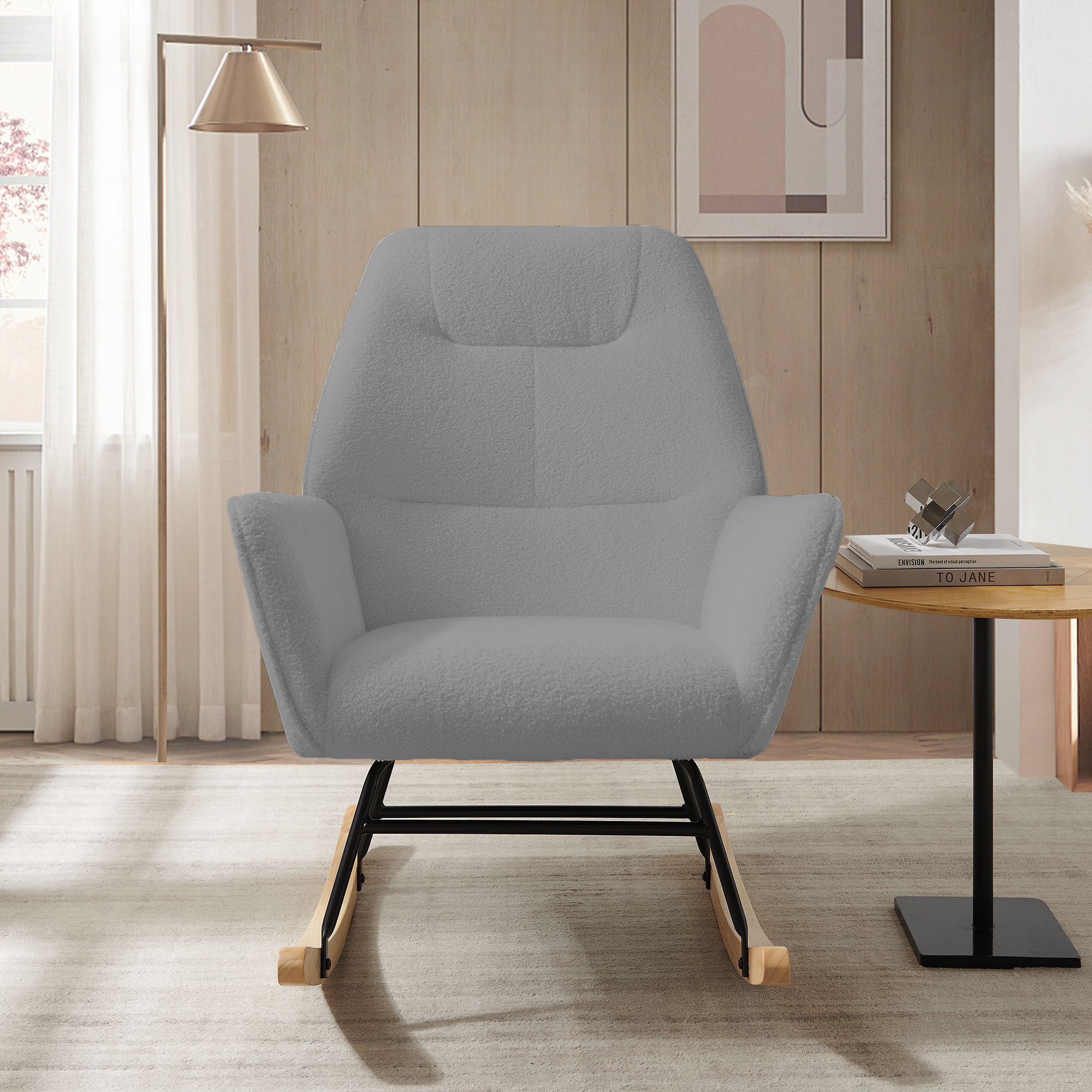 Centaur Noah 28.5" Wide Rocking Chair/Nursery Glider With Gray Wool ...