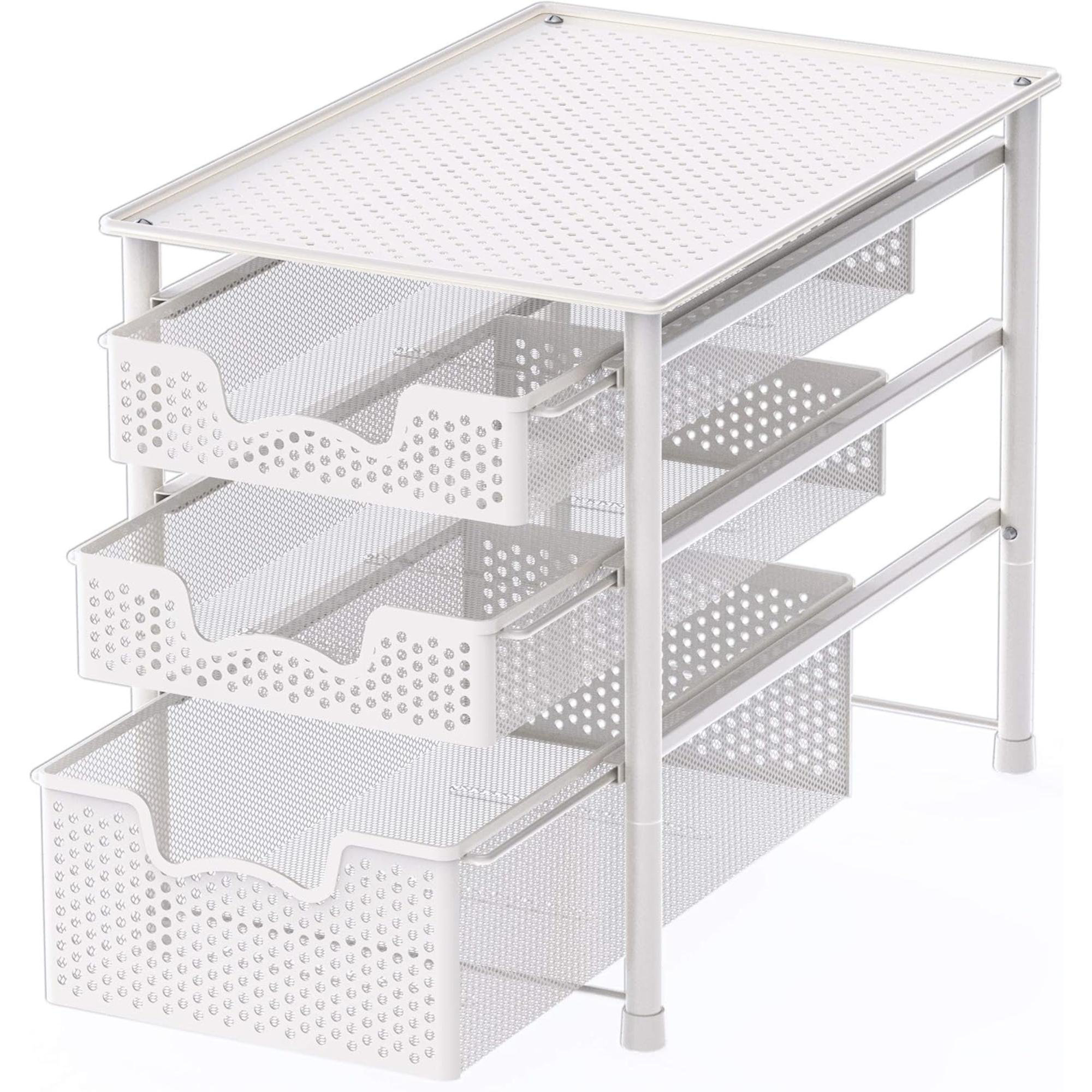 Ivy Bronx 3 Tier White Alloy Steel Sliding Basket Organizer Drawer ...