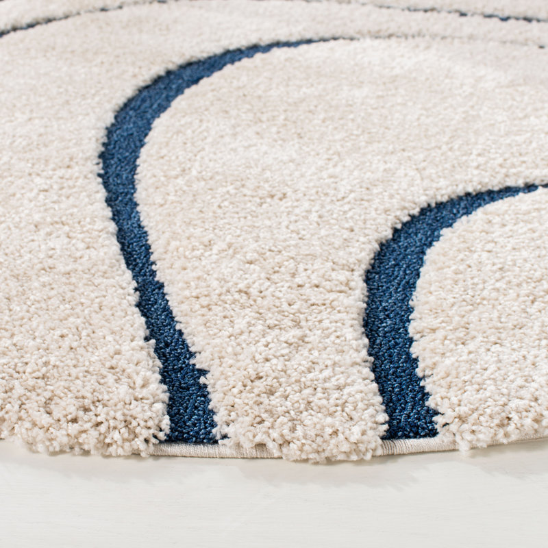 Wade Logan® Ashal Performance Cream/Blue Rug & Reviews | Wayfair