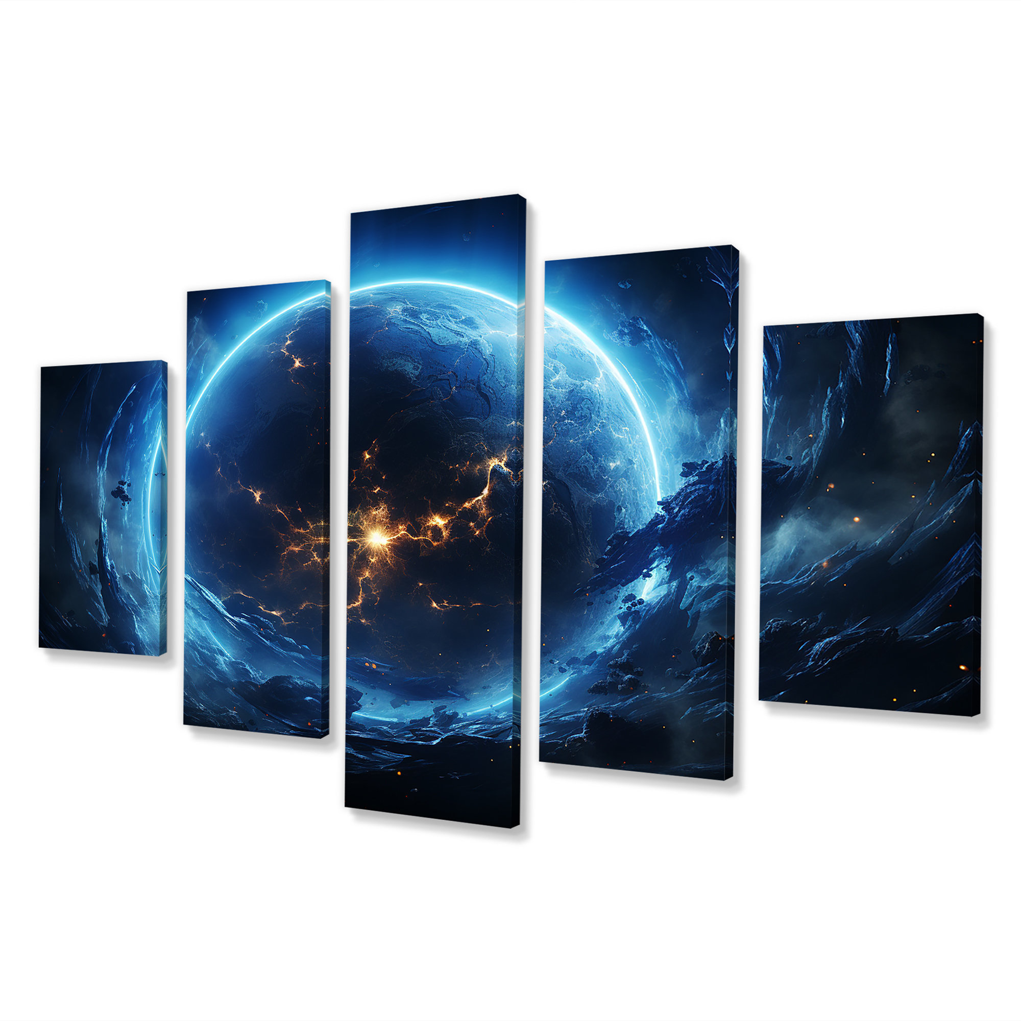 Latitude Run® White And Blue Cosmic Space Landscape II - Planets ...