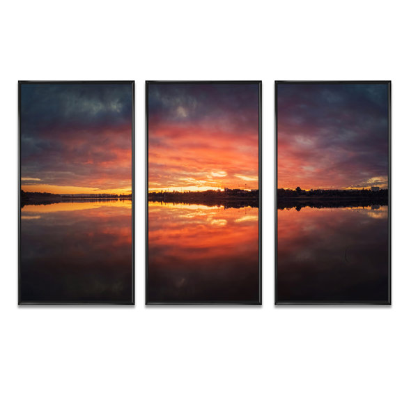 Highland Dunes Bold Sunset Panorama Over Delia Lake Framed On Canvas 3 ...
