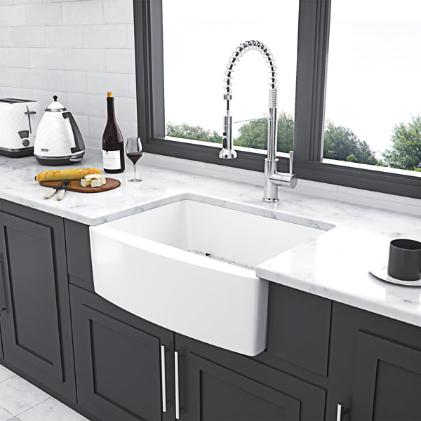 wendeway Farmhouse Sink - 24 InchKitchen Sink Ceramic Arch Edge Apron ...