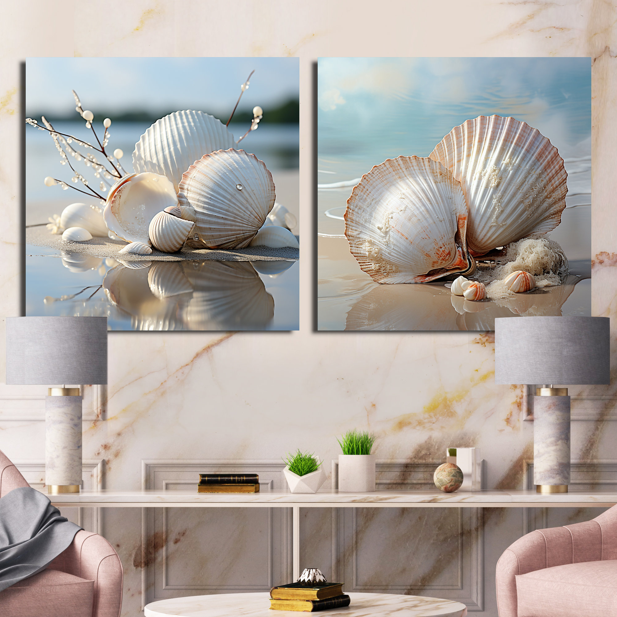 Dovecove Minimal White Seashell Photography - Animals Clam Square ...