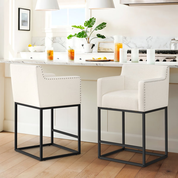 Red Barrel Studio® Levertis Upholstered Counter Stool with Metal Frame ...