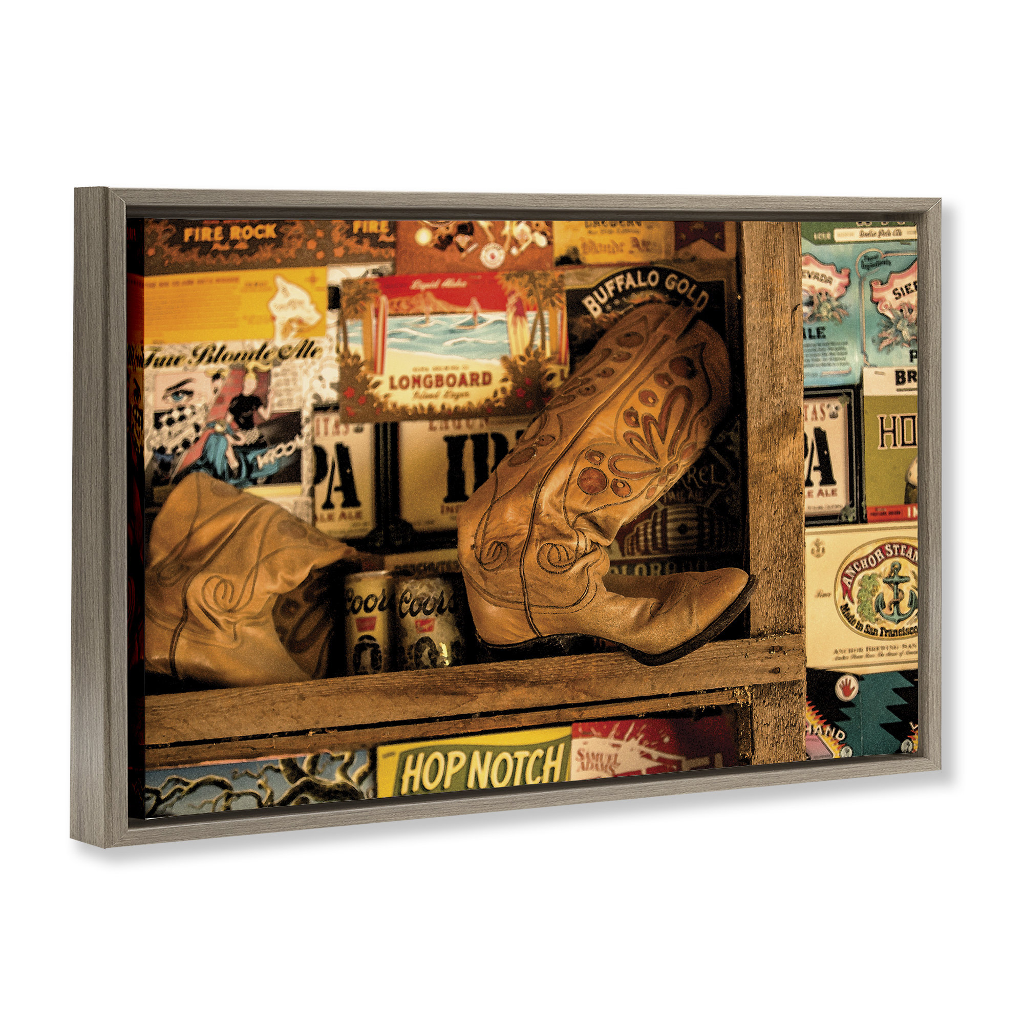 Lark Manor™ Western Boots on Shelf Floater Canvas by JG Studios | Wayfair