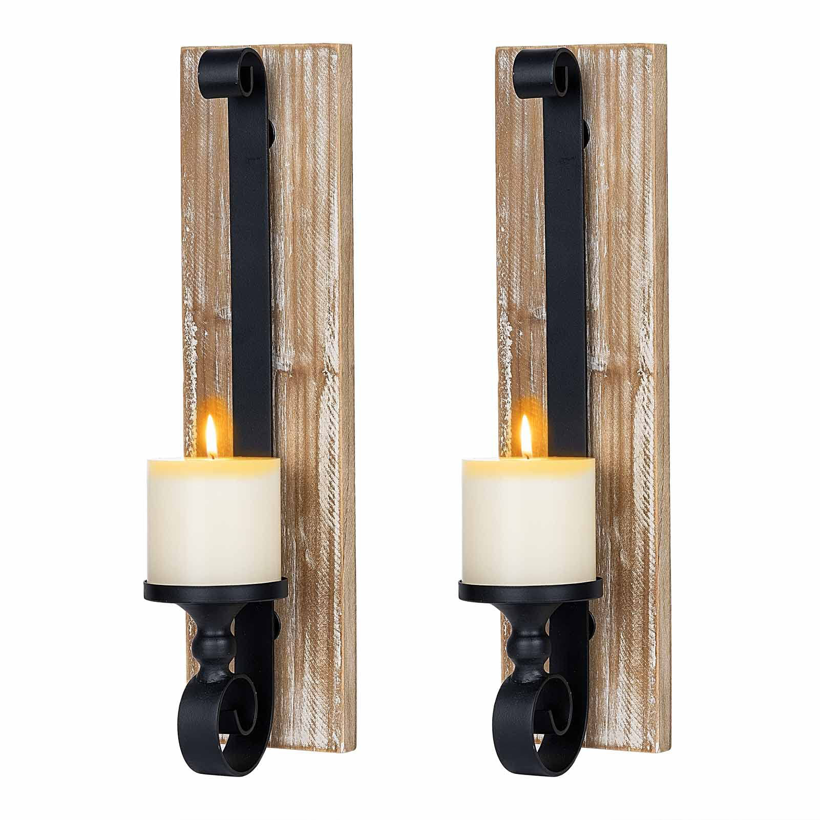 August Grove® Wall Sconce Candle Holder (Set Of 2) Black Wall-Mount ...
