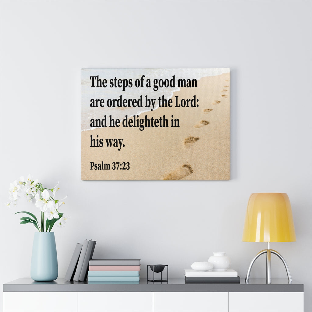 Trinx Scripture Canvas Steps Of A Good Man Psalm 37:23 Scripture ...