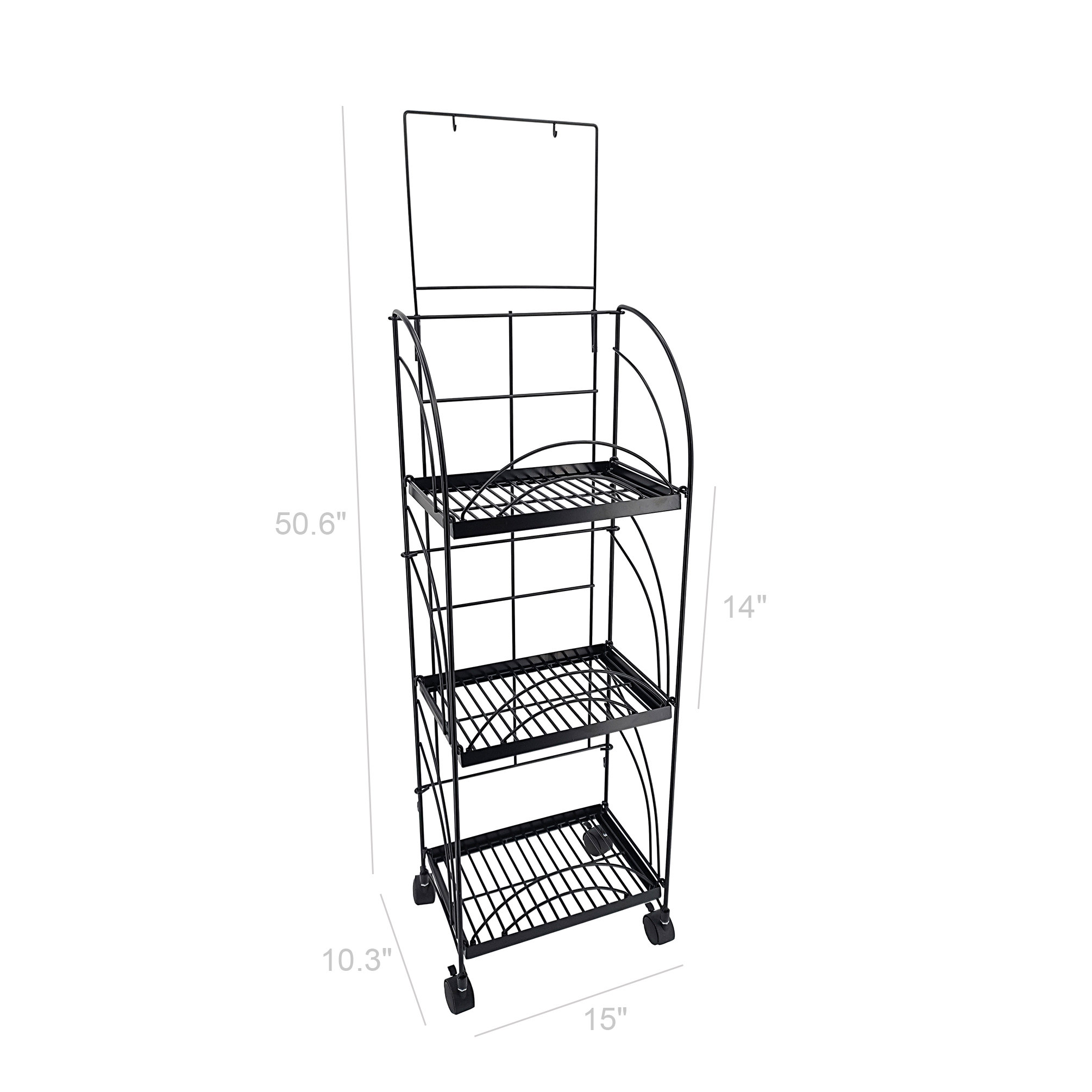 Rebrilliant 3-Tier Metal Shelving Display W/ Wheels & Removable Sign ...