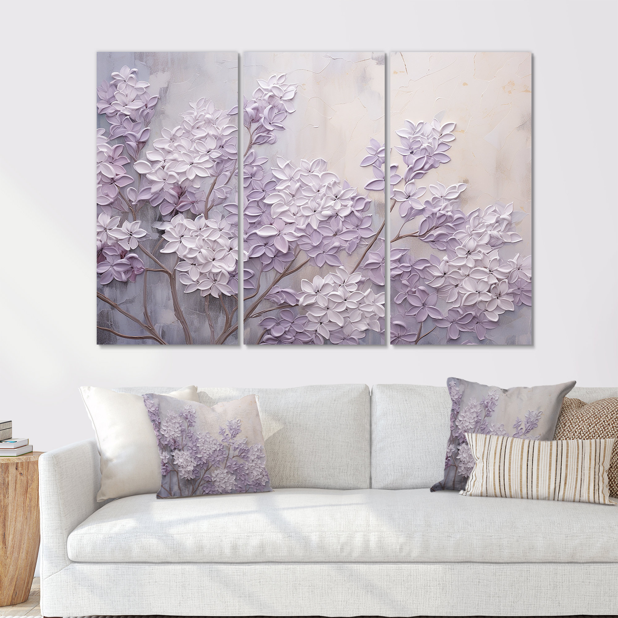 Design Art Blooming Lilac Melody I - Lilacs Canvas Art Set | Wayfair