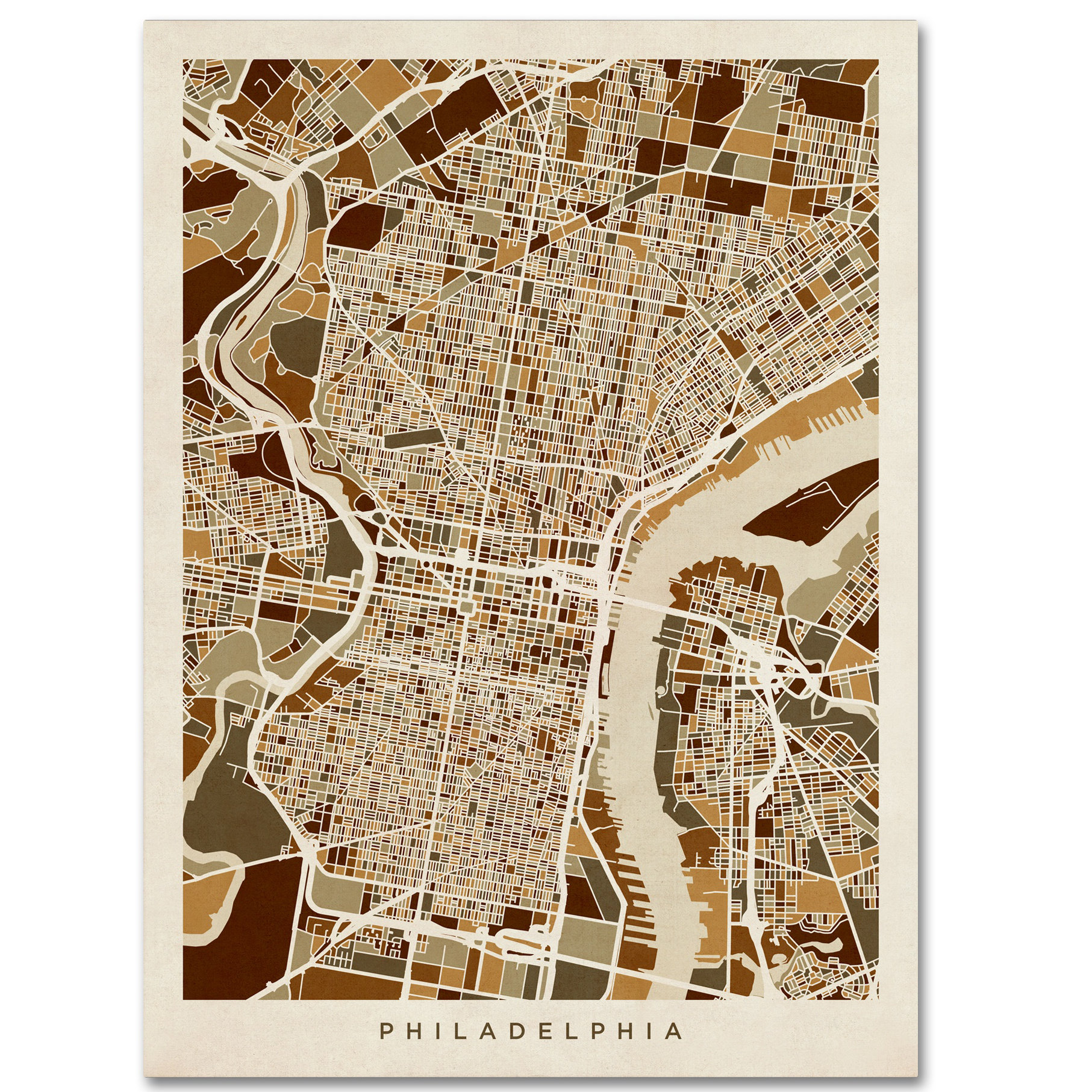 17 Stories 'Philadelphia Pennsylvania Street Map' Graphic Art on ...