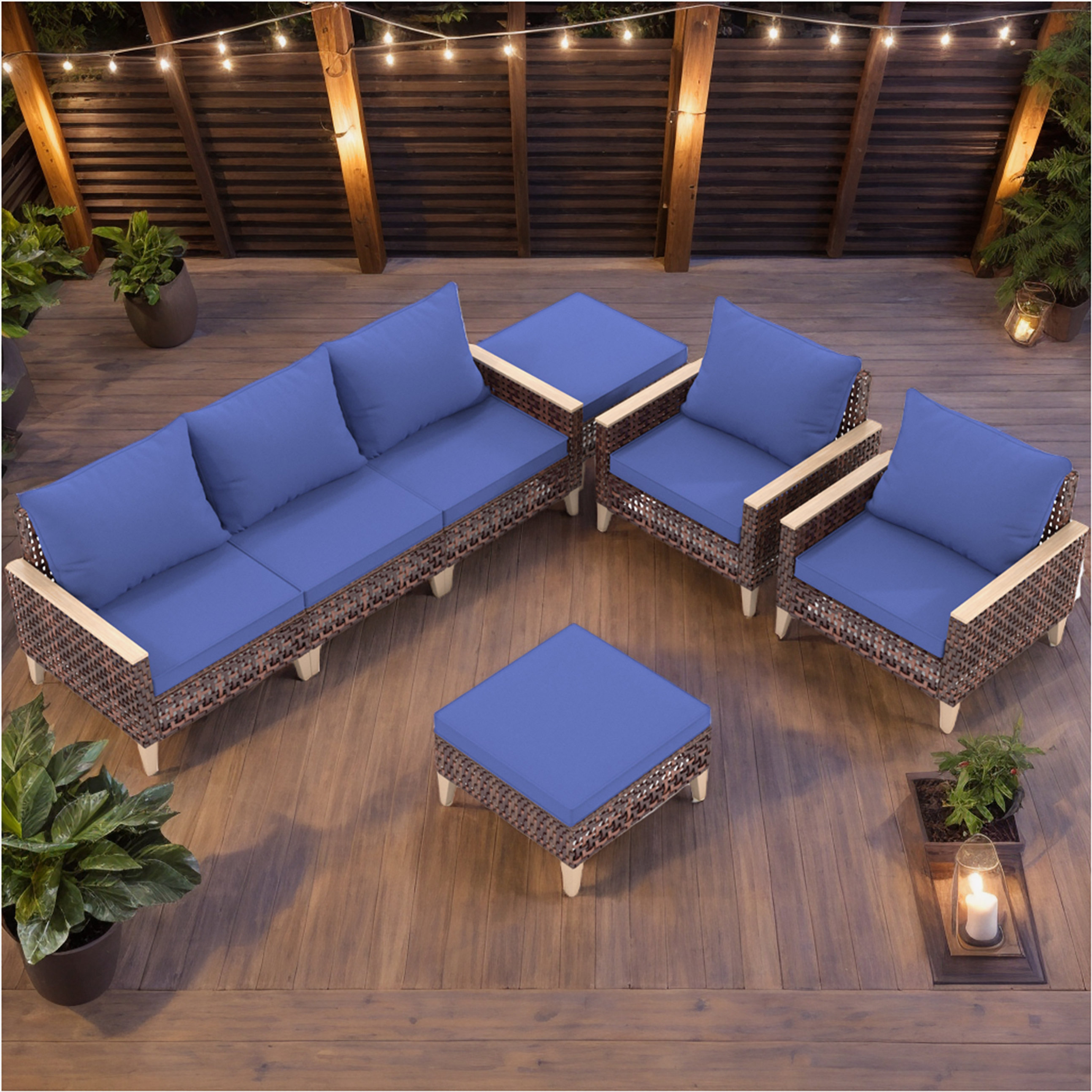 Dakota Fields 7 Pieces Patio Furniture Set,Wicker Patio dining set ...