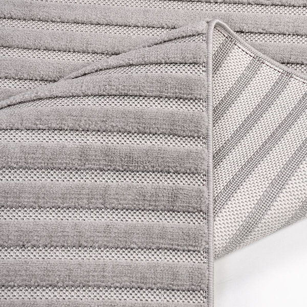 Ebern Designs Jeanie Striped Machine Woven Grey Area Rug | Wayfair.co.uk