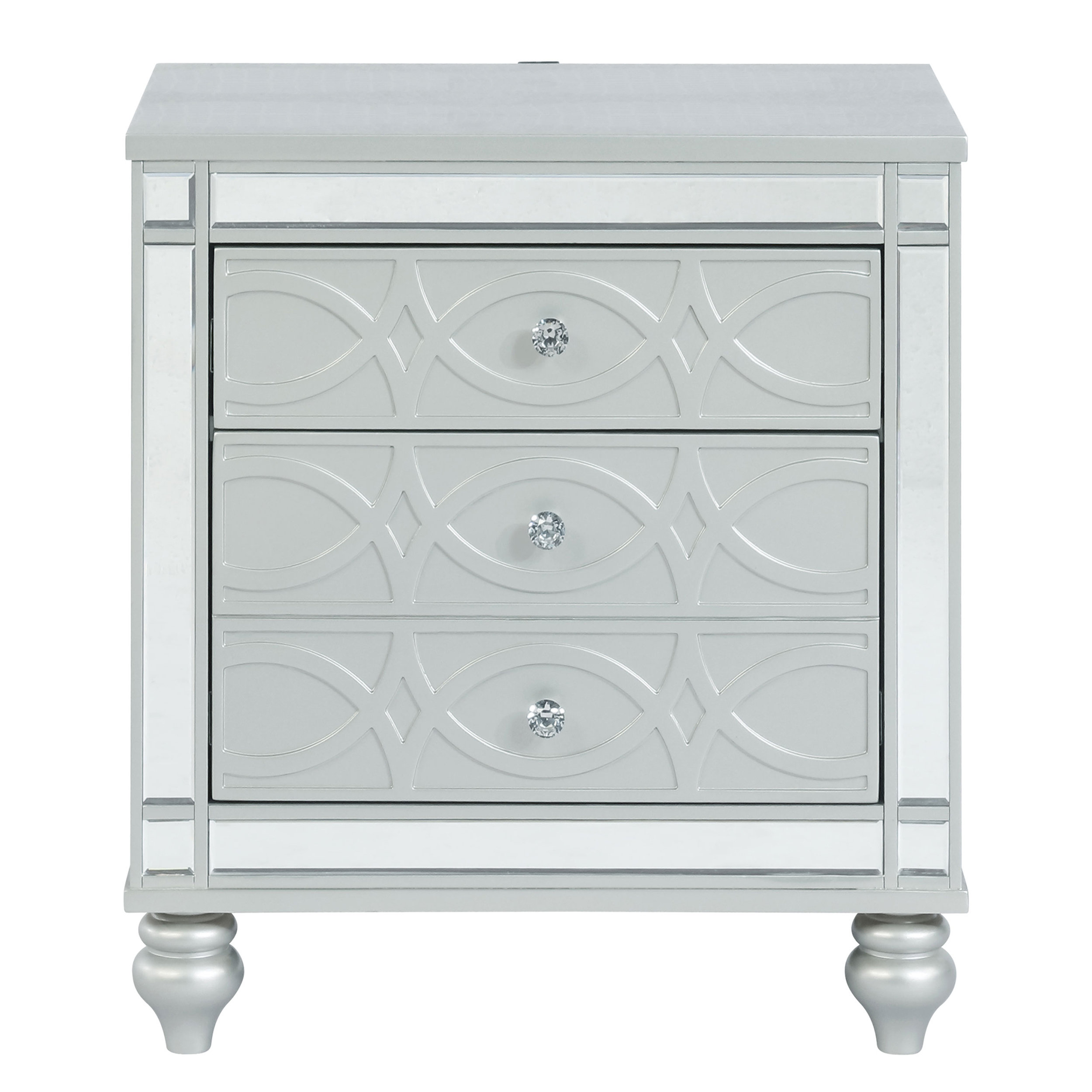 George Oliver Lurenda Silver Metallic 2-drawer Nightstand | Wayfair