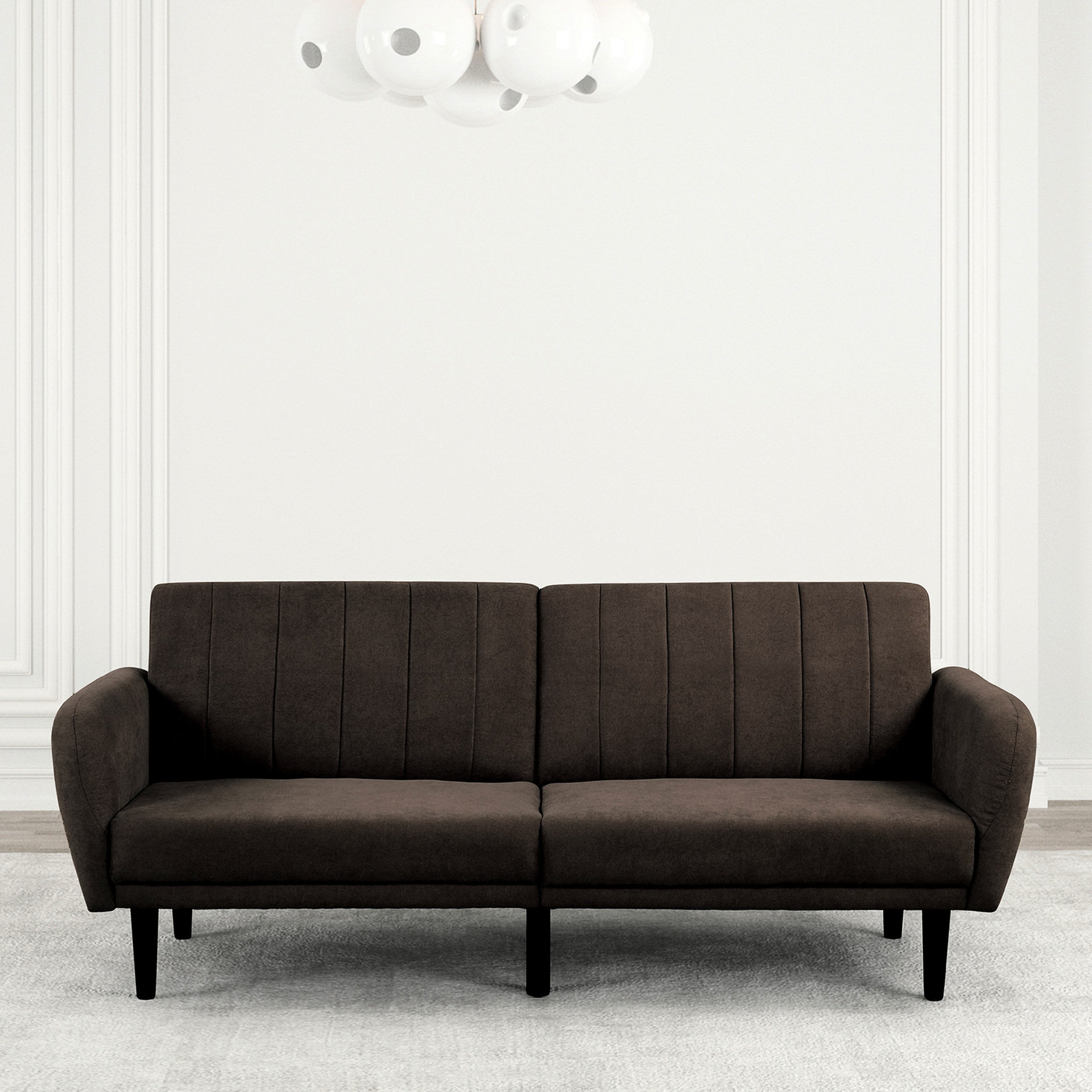 Latitude Run® Brown, Mid - Century, Futon , Soft Track Arm, Iron Legs ...