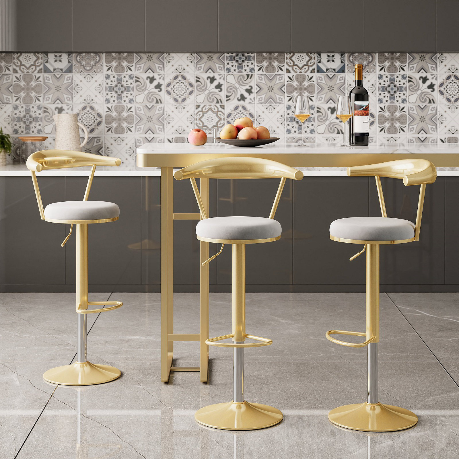 Everly Quinn 72" Kitchen Island with Seating and Wine Storage,Island ...