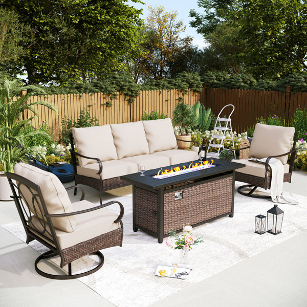 Wildon Home® Tapasi 5-7 Person Patio Conversation Set with Swiveling ...