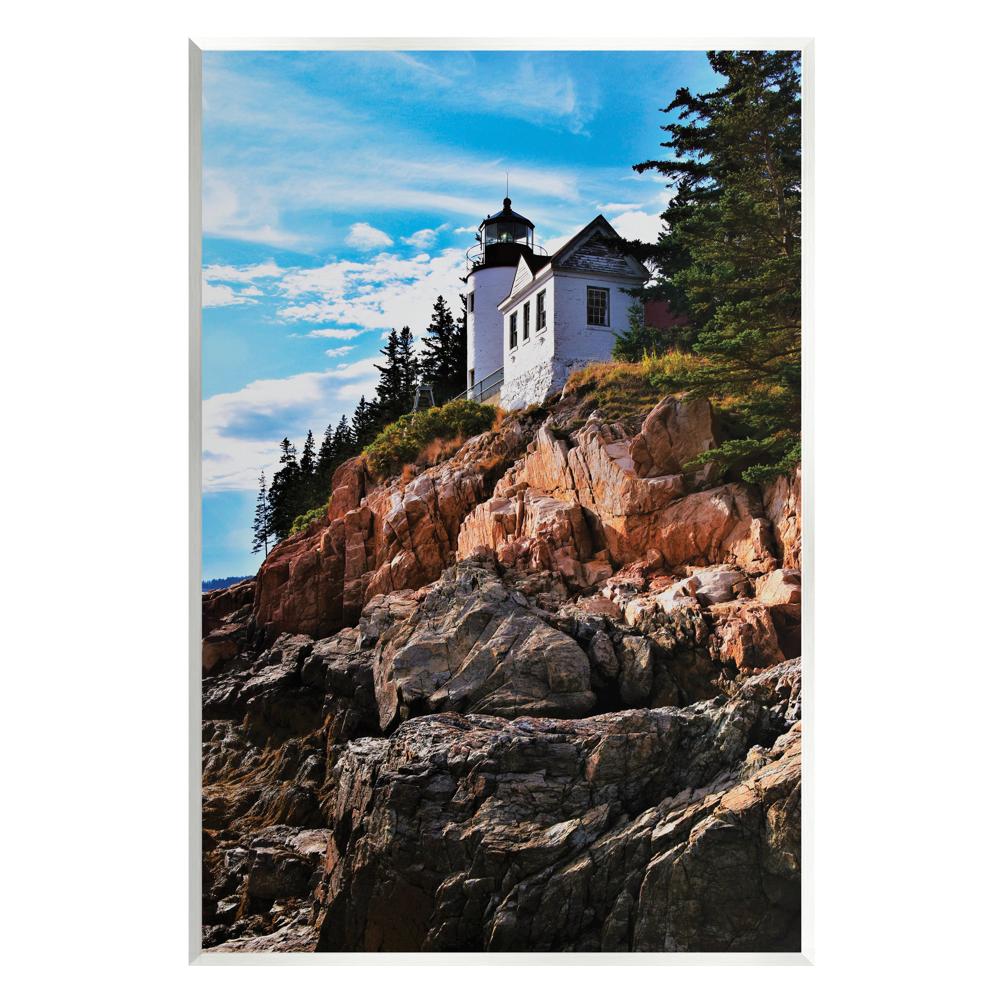 Stupell Industries Lighthouse On Cliff On MDF by Joseph Elliott Print ...