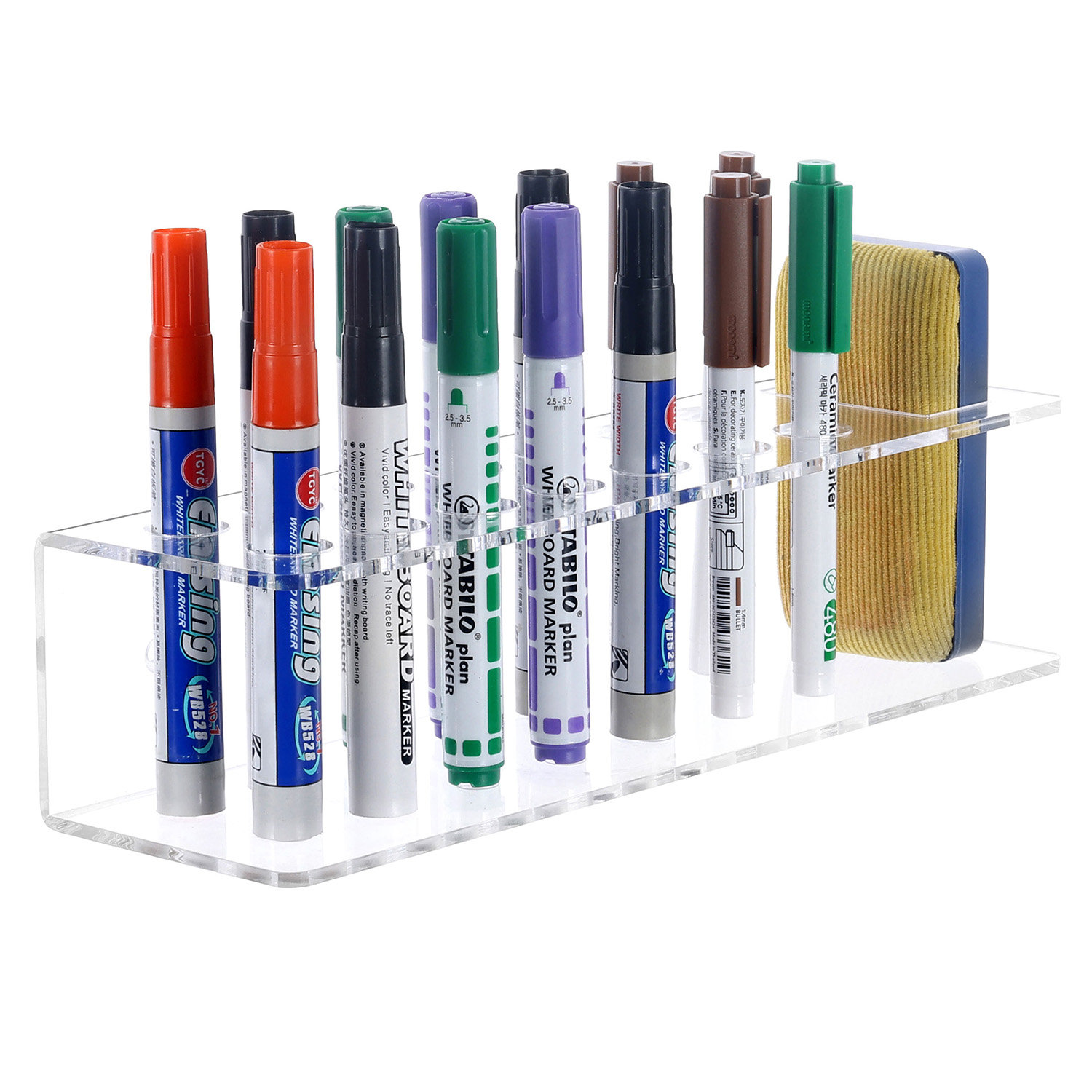 Inbox Zero Klodian 14 Slot Acrylic Wall Pen Holder | Wayfair
