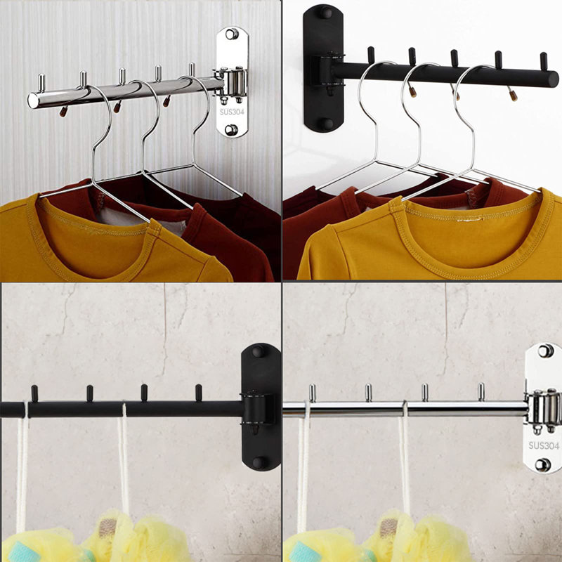 Rebrilliant Folding Wall Mounted Clothes Hanger Rack With Swing Arm ...